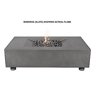 Pyromania Moderne Outdoor Concrete Fire Table, 58 x 32 Inches - Natural Gas Model in Slate Gray Color