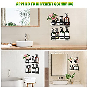 WAWETA 2-Pack Shower Caddy, Shower Organizer with 4 Hooks, No Drilling Shower Shelf for Inside Shower, Rustproof Wall Mount Shower Shelves Black