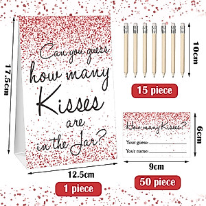 Geosar Bridal Shower Games Guess How Many Kisses Game Includes Bridal Shower Sign, 50 Guessing Cards and 15 Pencils, Bridal Shower Favors, How Many Kisses Are in Jar Wedding Decorations, Pink Confetti