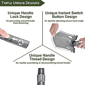 iunio Survival Folding Shovel with Handle Lock Design, Portable Entrenching Tool, Foldable Camping Multitool, Tactical Collapsible Spade for Hiking, Backpacking, Offroading, Car Emergency (Gray)