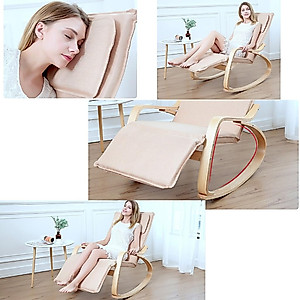 MOOTEK Single Rocker Chair, Adjustable Rocking Chair Lounge Chair, Recliner Chair with Adjustable Footrest, Multifunctional Rocking Chair, for Apartment/Living Room/Bedroom/Balcony/Courtyard