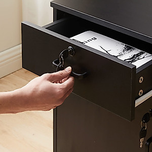 CLIPOP Mobile Office Cabinet with 1 Lockable Drawer & Storage Cabinet Box, Under Desk Rolling Vertical File Cabinet with 4 Wheels for Letter/Legal /A4 Size Documents for Home Office (Black)