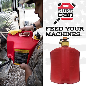 Surecan 5 Gallon Container Type II - Rotating Spout, Self-Venting, & Spill Free, Ideal Large Five Gallon Safety Storage Can (Red, SUR5SFG2)