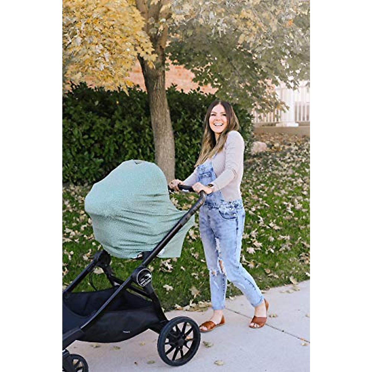 Baby Car Seat Cover Canopy and Nursing Cover Multi-Use Stretchy 5 in 1 Gift "Juniper" by Copper Pearl