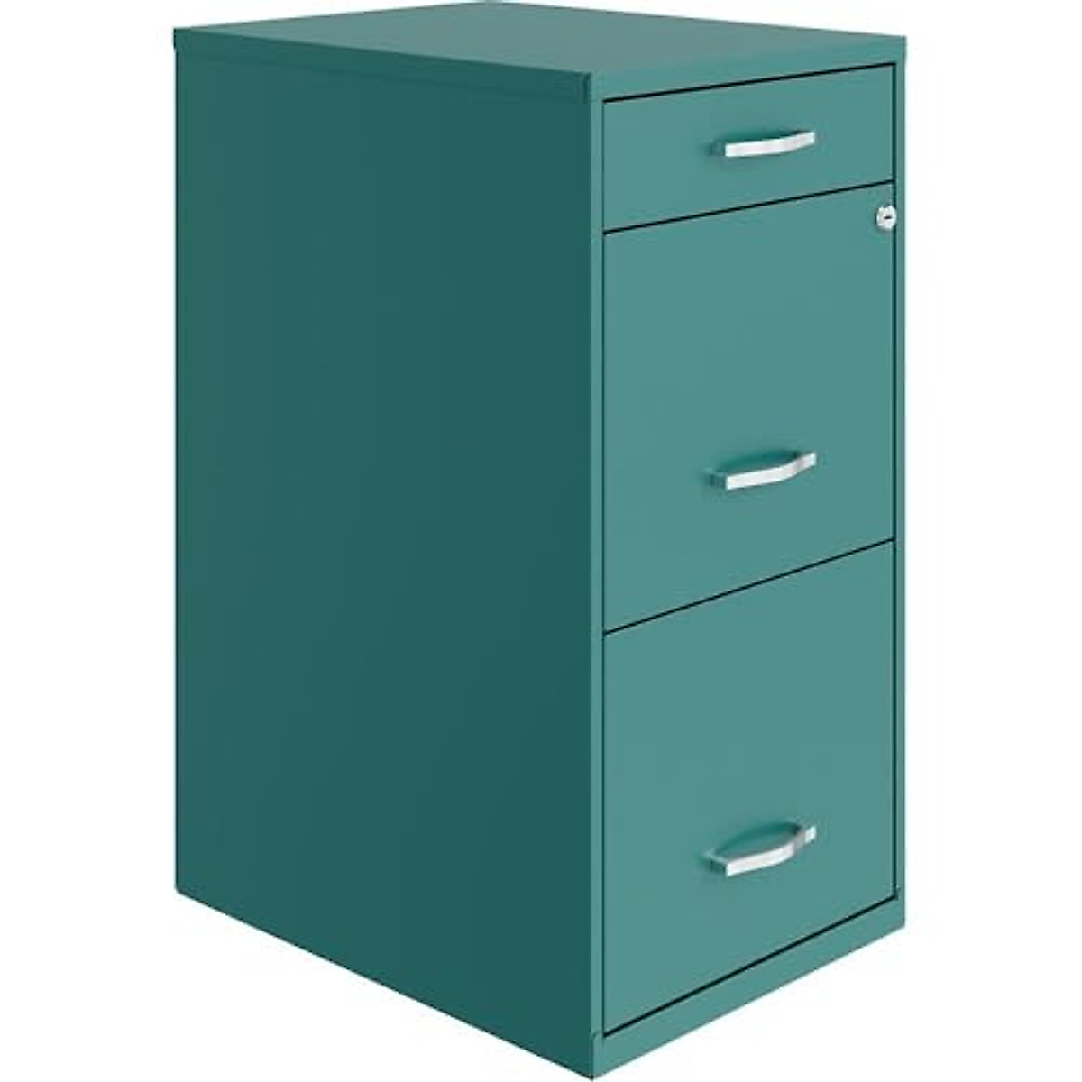 Pemberly Row 3 Drawers 27.32" Vertical Turquoise Metal Filing Cabinet Lockable Pre-Assembled Stationary Letter Size for Home, Office