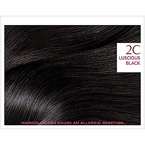 L'Oreal Paris Excellence Creme Permanent Hair Color, 2C Luscious Black, 100 percent Gray Coverage Hair Dye, Pack of 1