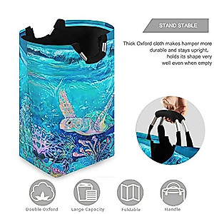visesunny Ocean Sea Turtle Large Capacity Laundry Hamper Basket Water-Resistant Oxford Cloth Storage Baskets for Bedroom, Bathroom, Dorm, Kids Room