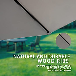 SUNNYARD 9Ft Wooden Market Patio Umbrella Outdoor Garden Yard Umbrella with Pulley Lift for Beach Deck, Taupe