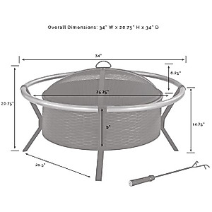 Crosley Furniture Yuma Outdoor Fire Pit with Oversized Bowl and Copper Ring - Black and Copper