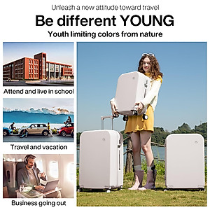 Upgrade Luggage Sets PC Lightweight Hardshell Suitcases with Spinner Wheels, 2 Piece Set with Cover 20in24in, Off White(Slight Pink)