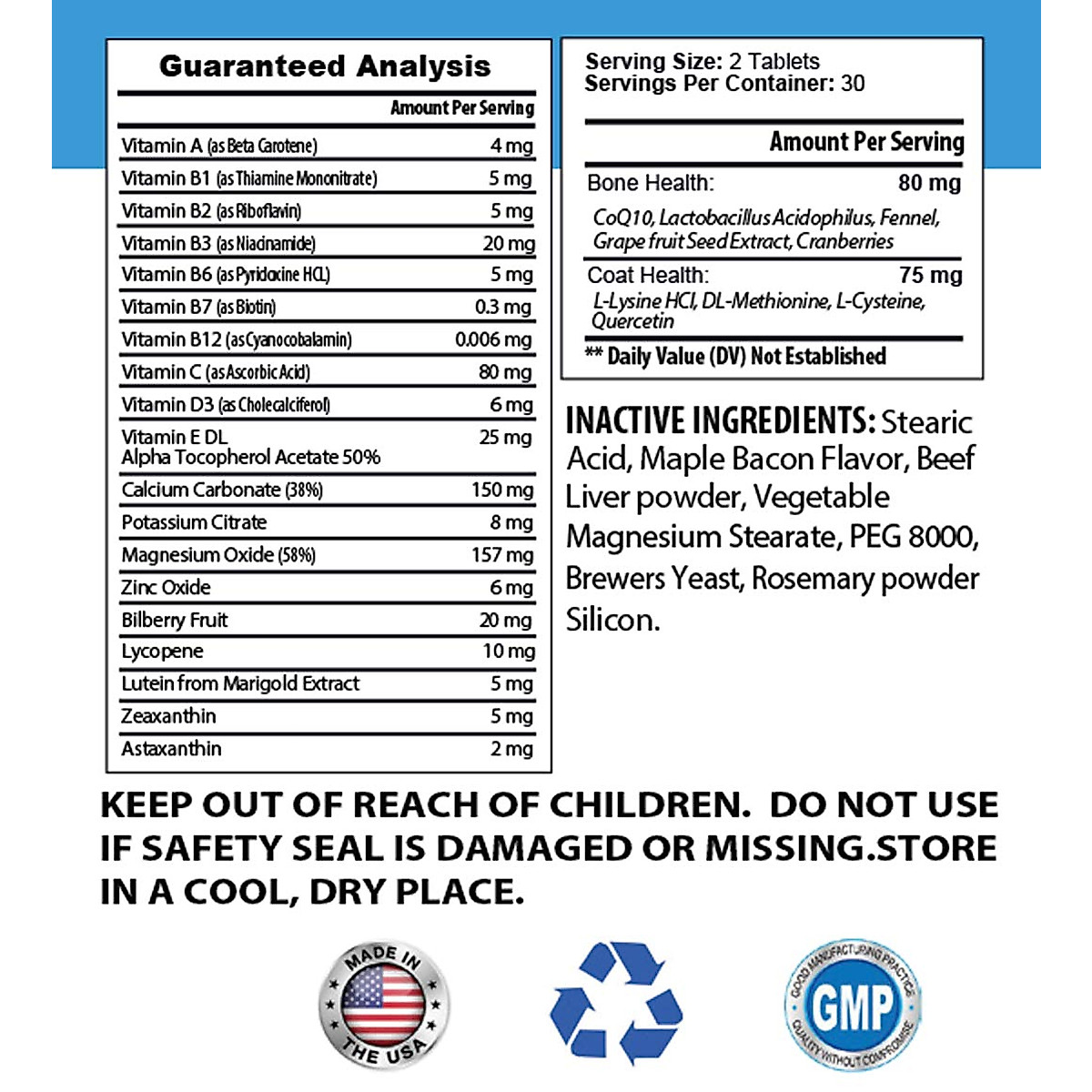 Coat Care for Dogs - Pets Total Health Complex - for Dogs and Cats - Premium Hair Skin Mouth Urinary Care - Dog Vitamin b Supplement - 3 Bottles (180 Tablets)