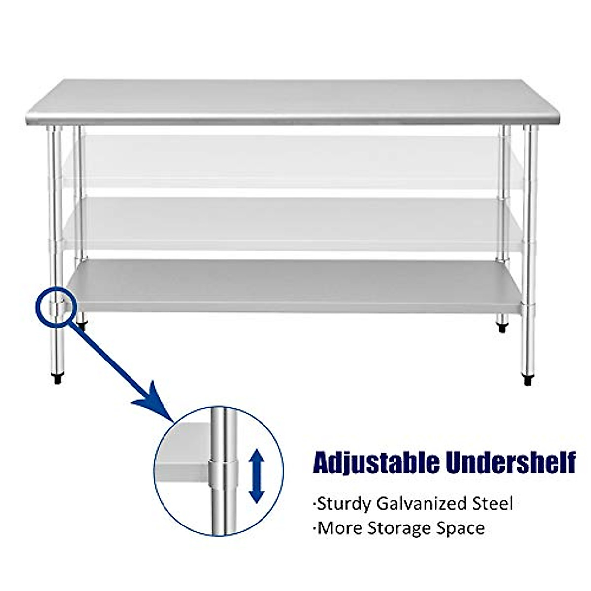 WMAOT Stainless Steel Work Table Commercial Grade NSF Certified Kitchen 24 x 36 Inch Classics Heavy Duty Food Prep for Restaurant, Home, Hotel, Business, Warehouse, Garage