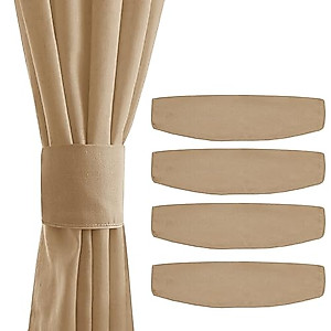 NICETOWN Thick Linen Strong Magnetic Curtain Tiebacks - Natural Decorative Curtain Ties Wide Straps Holdbacks for Modern Curtains (Burlap, 11.8 X 4 Inches, Set of 4)