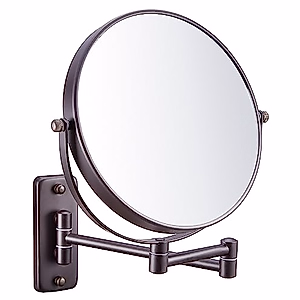 DECLUTTR Wall Mounted Makeup Mirror, 1X/7X Magnifying Mirror, 360° Swivel Double Sided Extendable Bathroom Mirror for Shaving, Bronze