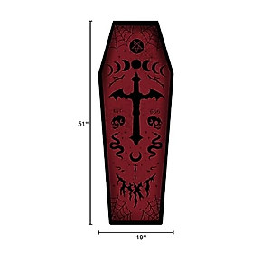 Halloween Carpet Dark Gothic Carpet for Living Room Decoration Coffin Shaped Rug Soft Non Slip Bedroom Home Party Supplies 51x19 Inch (Red)