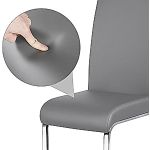 Jellci Kitchen Dining Chairs, Modern Upholstered Armless Chair Set, High Back Leather Side Chairs with Firm Legs Chairs for Home Kitchen Furniture Modern Set of 6 - Black