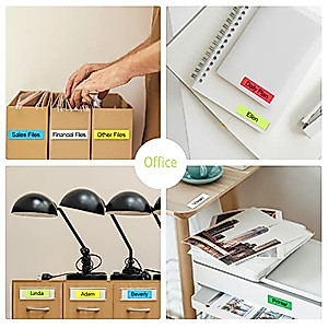 6 Pack Compatible with P-Touch Label Tape 12mm 0.47 inch Laminated Tze Tape Black on White/Fluorescent Yellow/Red/Blue/Yellow/Green Replacement for Brother P Touch Label Maker PT-H110 D600 D210