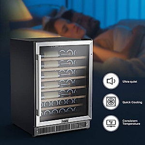 Galanz GLW57MS2B16 47 Bottle Built in Wine Refrigerator, Digital Temperature Control, White LED Interior Lighting, 5.7 Cu. Ft., Stainless Steel