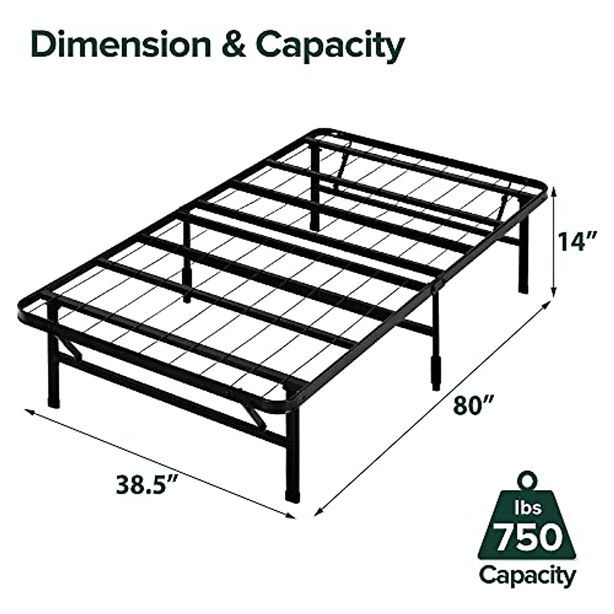 ZINUS SmartBase Tool-Free Assembly Mattress Foundation / 14 Inch Metal Platform Bed Frame / No Box Spring Needed / Sturdy Steel Frame / Underbed Storage, Twin XL