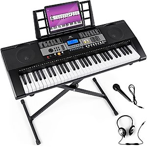 MUSTAR Piano Keyboard, 61 Key Keyboard Piano Electric Piano with Stand, Touch Sensitive Keyboards Piano 61 Key for Beginners, Headphones, Microphone, MP3/USB/LCD Screen, Holiday Birthday Gifts