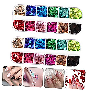 4 Boxes Nail Art Stickers Box Sets Flash Suit Nail Sequins Holiday Nail Stickers Nail Glitter Paillette Valentine Nail Glitter Shinning Nail Sequins Heart Nail Art Sequin 3D Body