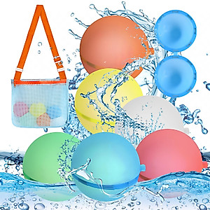6Pcs Reusable Silicone Water Balloons For Kids,Magnetic Water Balloons Quick Fill for Outdoor Water Games and Swimming Pool Party with Mesh Bag