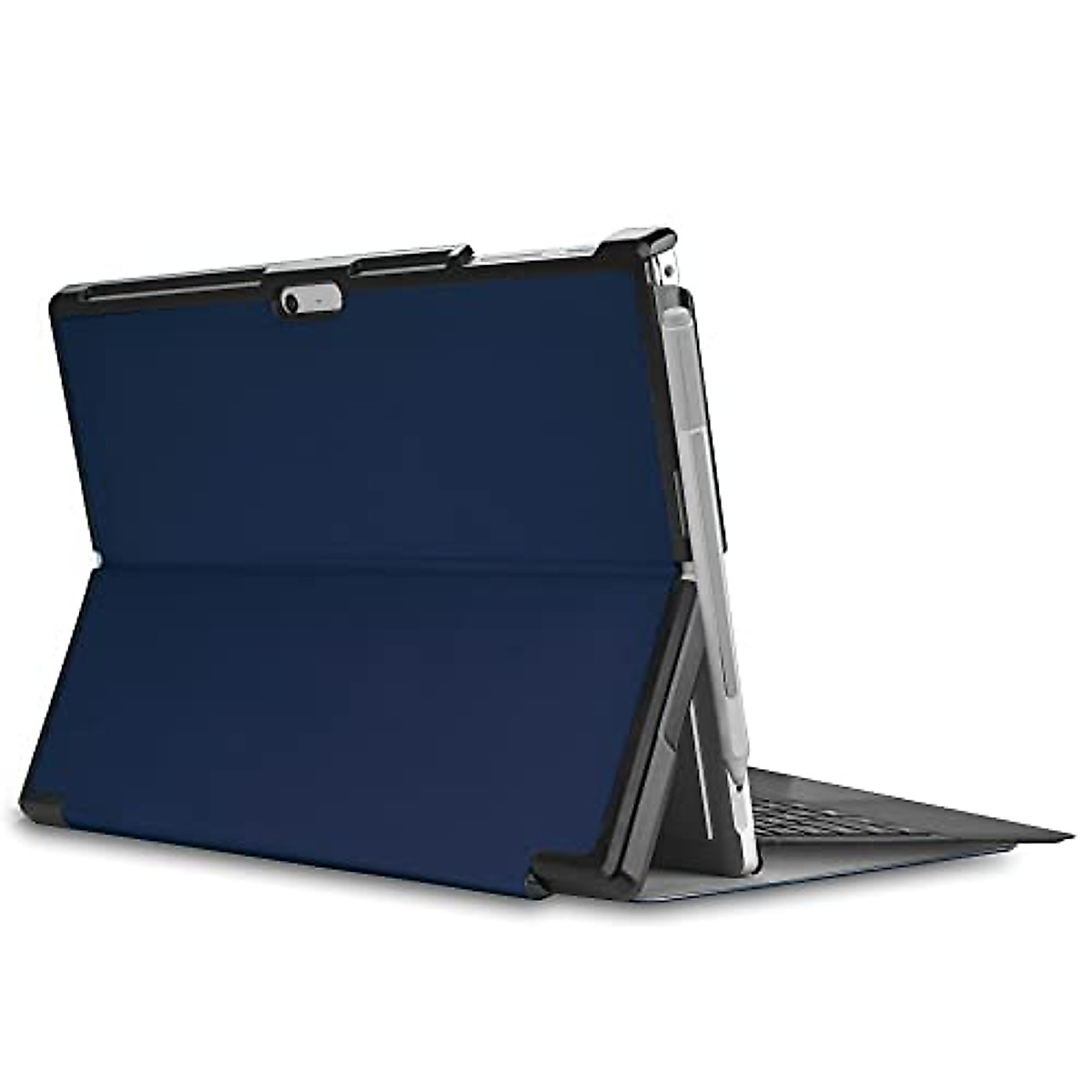 ZZOUGYY Tablet Case for Microsoft Surface Pro 4/5/6/7 12.3" - Ultra Slim Folio Stand, Lightweight Faux Leather, Dark Blue - Luxury Design, Water Resistant, Perfect for Working and Entertaining