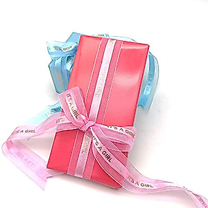 Satin and Organza Pink Ribbon - It's a Girl for Baby Shower - Decoration for Your Baby Shower (Pink and Gold)