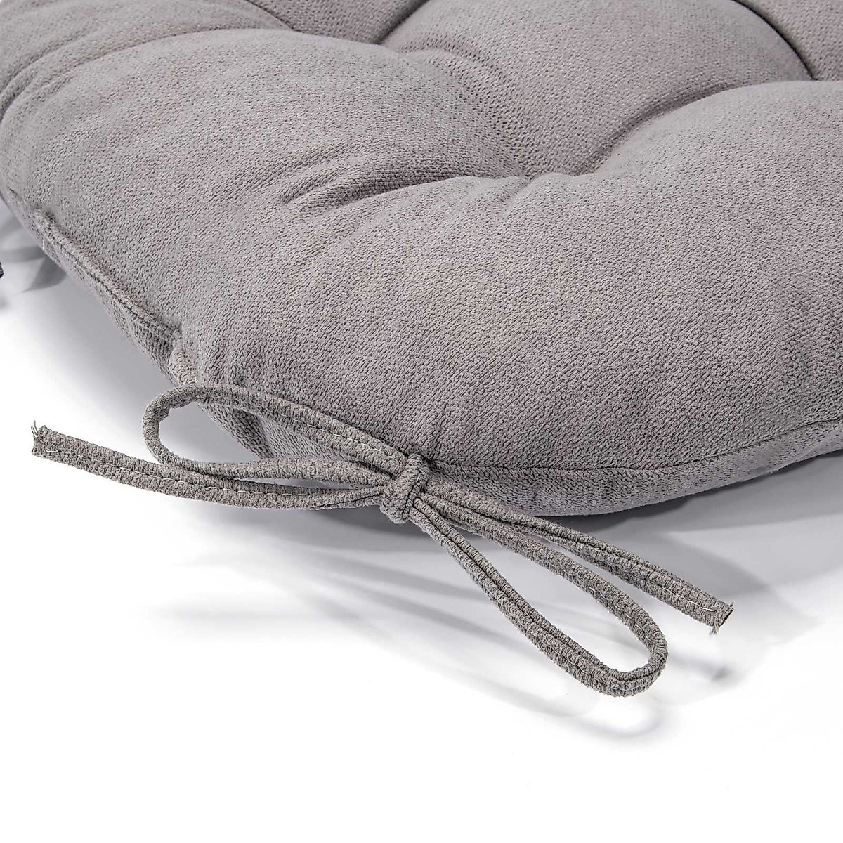 JAMPAYANG Chair Cushion, 4 Pack Chair Cushions for Dining Chairs, Chair Pads and Mat with Ties for Indoor Kitchen Seat and Desk (4 Count - 17 x 16 in, Light Grey)