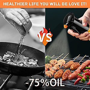 Leaflai Olive Oil Sprayer, 200ml Rotatable Nozzle Olive Oil Spray Bottle for Cooking Premium Oil Mister with Brush Oil Spritzer for Air Fryer, BBQ, Salad, Baking,Grilling Kitchen Gadgets