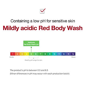 Medicube Red Body Wash || Exfoliate rough and bumpy skin with Salicylic Acid, Lactic Acid, Niacinamide and Hyaluronic Acid | A functional body wash that helps relieve body acne and keratosis pilaris(chicken skin) | NO allergen-forming ingredients | Low pH