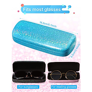 3 Pieces Hard Shell Sunglasses Case Dazzling Glitter Glasses Case Smooth Sunglasses Case with Eyeglass Cloth