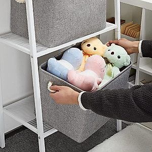 WLFRHD Storage Baskets Fabric Storage Bins 16x12x12 inches Large Collapsible Canvas Shelf Closet Baskets for Shelves Nursery Home Decorative Storage Bins for Baby Toys (Grey, 2-Pack)