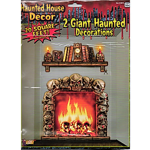 Gothic 4x5 FIREPLACE SKULLS WALL DECORATION Halloween Haunted House Scene Setter