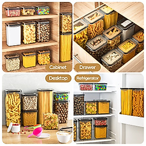 Airtight Food Storage Containers Set with Lids -12 PCS Kitchen Pantry Organization and Storage BPA-Free Plastic Food Containers for Cereal Flour Sugar and Snack, for Organizing with Labels & Marker (JSC-12)