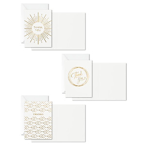 Hallmark Thank You Cards Assortment, Gold Foil (120 Thank You Notes with Envelopes for Wedding, Bridal Shower, Baby Shower, Business, Graduation), White