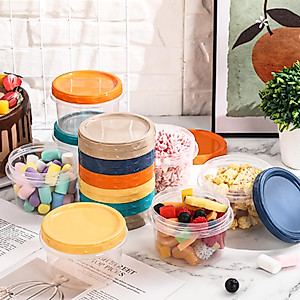 Tioncy 36 Pack Texture Freezer Storage Containers with Lids Reusable Twist Top Plastic Food Containers Round Wide Mouth Lunch Jars Freezer Deli Containers (8 oz, 16 oz)