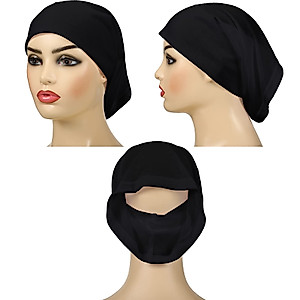 Sintege 4 Pcs DreadLocks Tube Sock Wide Elastic Headband Loc Cap Long Hair Dreads Head Wrap Unisex Spandex for Women Men(Black)