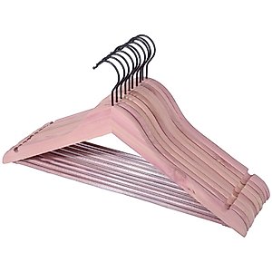 JS HANGER American Red Cedar Hangers 10 Pack, Smooth Finish Wood Coat Hangers for Suit Shirt, Aromatic Cedar Clothes Hangers with Swivel Hook & Notches for Dress, Jacket, Pants