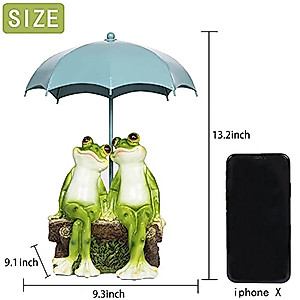 Jy.Cozy Frog Statue Garden - Resin Happy Couple Frogs on Bench Figurines, Garden Frog Decor Summer Decorations, for Patio Yard Lawn Porch, Ornament Gift