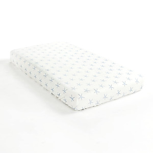 Lush Decor Narwhal Starfish Stars Allover Soft & Plush Fitted Crib Sheet, 52"x 28" x 9", Blue