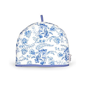 Muldale Large Tea Cozy for Teapot British - 100% Cotton Extra Thick Wadding Tea Pot Cover Designed in England - Teapot Koozie - Insulated Teapot Cozy for English Tea Sets - Vintage Blue Floral