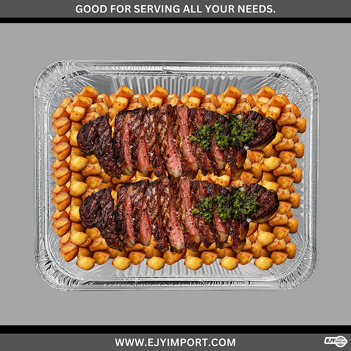 EJY IMPORT Aluminum Pans Half Size, 9x13, Heavy Duty Disposable Foil Pans For Baking, Chafing & Roasting, Deep Tin Foil Bakeware, Food Prepping, Steam Table Tray. (10 Pack, With Lids)