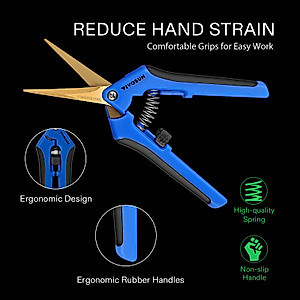 VIVOSUN 2-Pack Curved Gardening Scissors 6.5 Inch Hand Pruner Shear with Titanium Coated Precision Blades