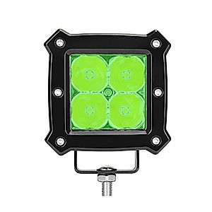 Green Led Pods Light Bar - 3.4 Inch 40W Square Work Driving Hunting Fishing 12V/24V Fog Cube Light Waterproof Spot Beam for Truck Pick-up Boat Off-road ATV UTV Golf Cart Trailer 4X4 4WD (Pack of 2)