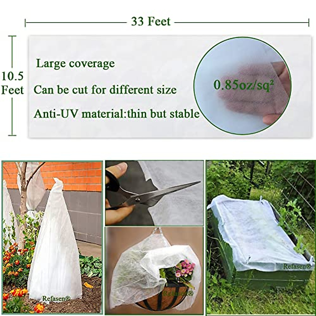 Plant Covers Freeze Protection,10.5Ftx33Ft 0.85oz Frost Blankets for Outdoor Plants Floating Row Cover for Vegetables-Protect Plants from Cold Frost