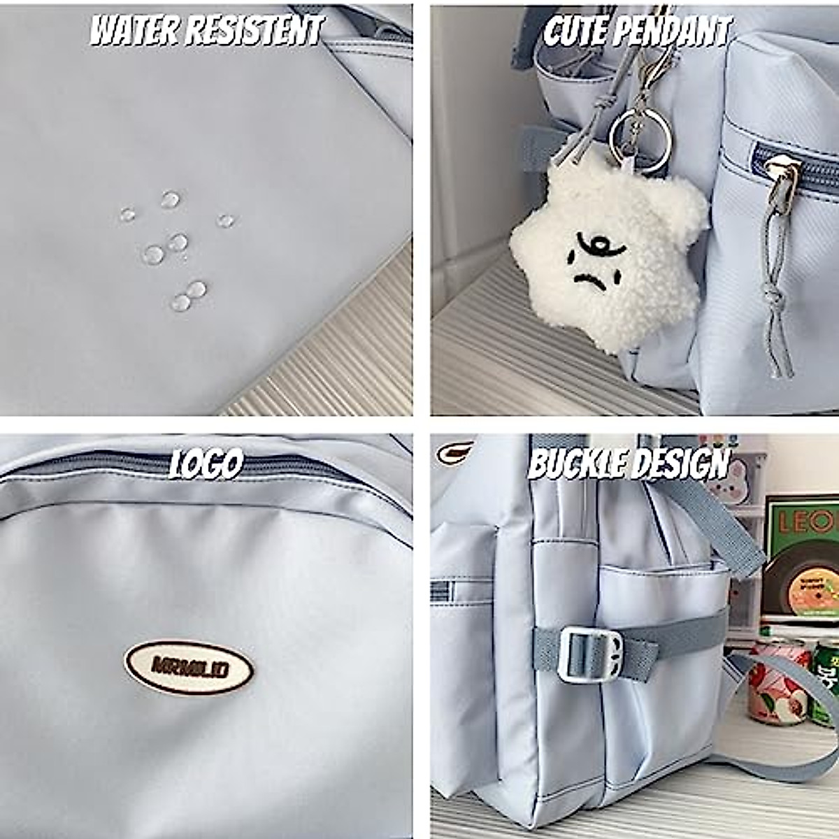 BILIPOPX Kawaii Backpack with Cute Accessories Aesthetic 15.6 Inch Laptop Backpack Pendant (Deep Blue)