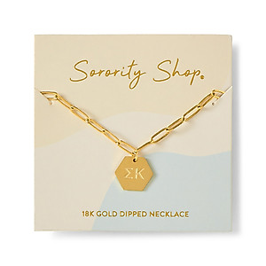 Sorority Shop Sigma Kappa Paperclip Necklace — SK 18K Gold Plated Sorority Gifts Necklace, Long-Lasting Sigma Kappa Gifts for Women