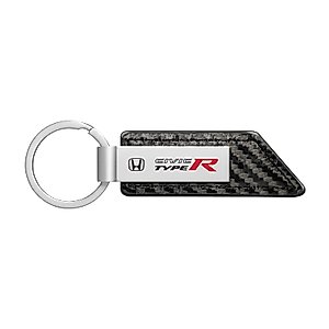 iPick Image Compatible with Honda Civic Type-R Carbon Fiber Texture Black PU Leather Strap Key Chain