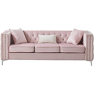 Glory Furniture Paige Velvet Sofa in Pink